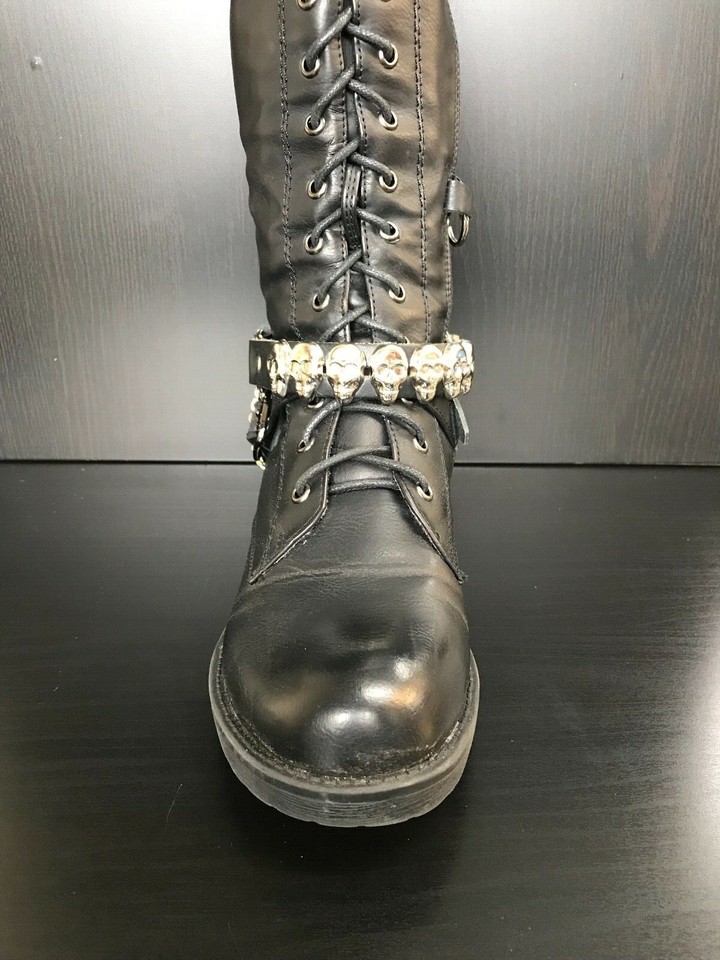 Genuine Real Leather BOOT STRAPS BLACK 5 STYLES PUNK GOTHIC FASHION ...