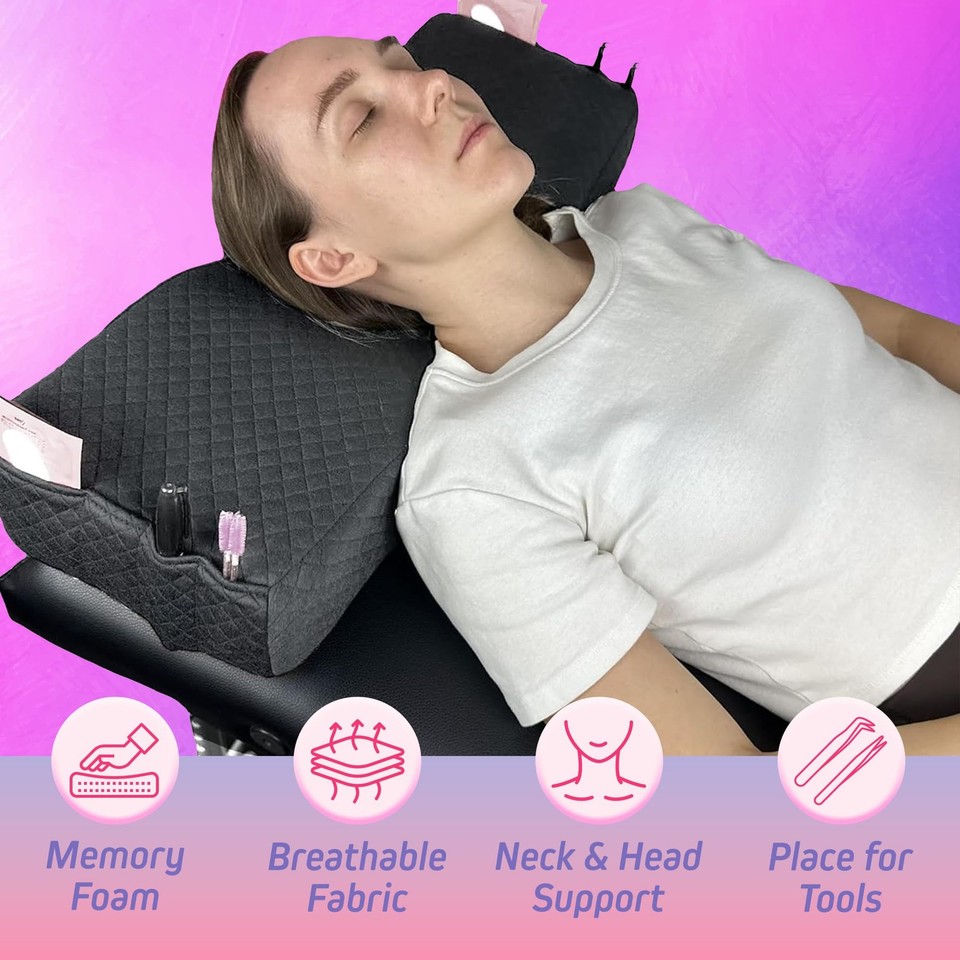 Lash Pillow for Eyelash Extensions - Curved Memory Foam Bed Pillow ...