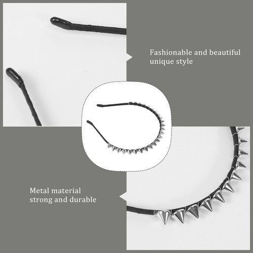 Silver Metal Stud Rivet Spike Headband Hair Band Aliceband Punk Girl ...