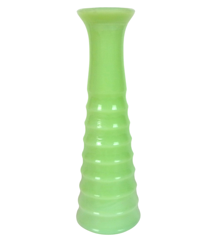 Vintage Jeannette Glass JADEITE Honeycomb Ribbed BUD VASE Uranium GLOWS ...