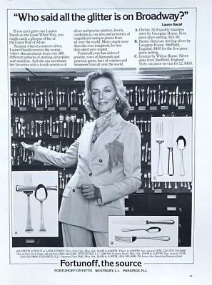 1981 FORTUNOFF Silverware Lauren Bacall Photo Vintage PRINT AD | eBay