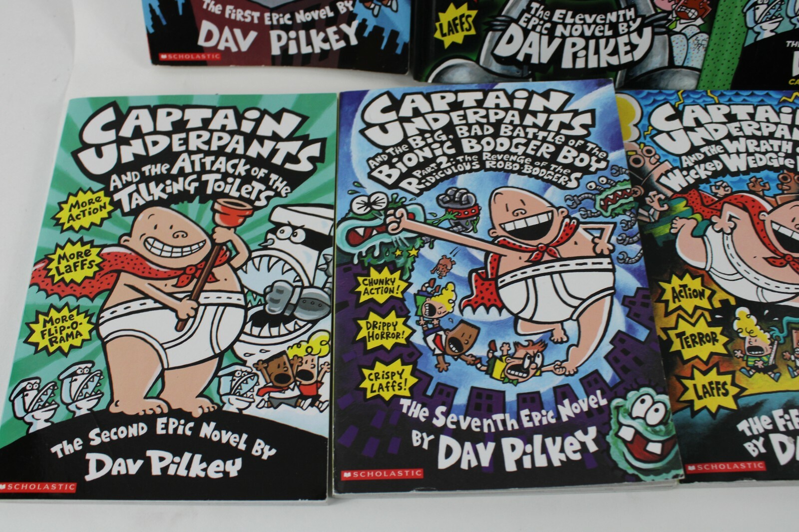 Lot of 7 - CAPTAIN UNDERPANTS Book Set Epic Novel Dav Pilkey Hardcover ...