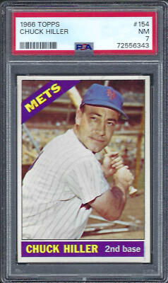 1966 TOPPS #154 CHUCK HILLER N.Y. Mets sharp/New Label Low Pop TOUGH ...
