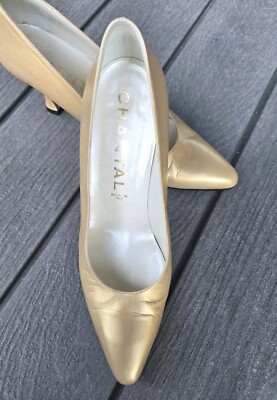 Chantal Pumps Metallic Gold Women Shoes Sz 8 1/2 Leather Italy | eBay