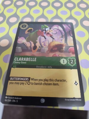 Disney Lorcana TCG Clarabelle Clumsy Guest 86/204 Cold Foil Shimmering ...