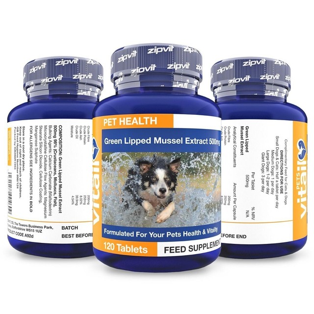 ZipVit Green Lipped Mussel High Strength for Dogs 500mg - 120 Tablets ...