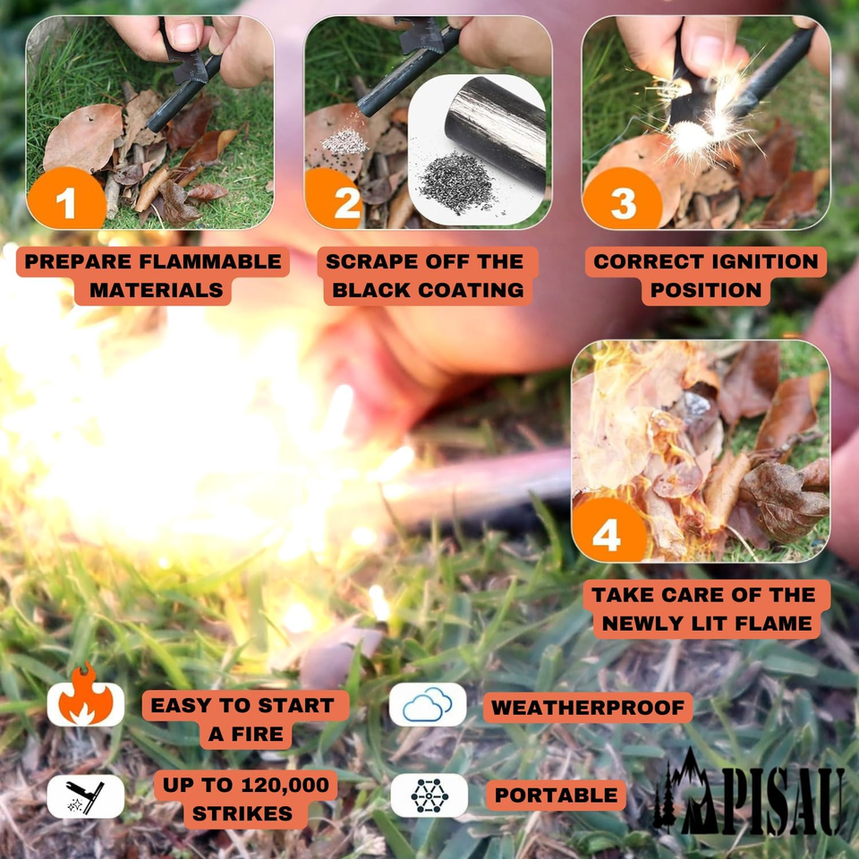 12.7 Cm Ferrocerium Ferro Rod Flint Fire Starter Waterproof for Camping ...