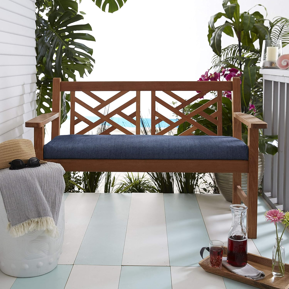 Sunbrella Corded Bench Cushion - Fade & Water Resistant, Outdoor ...