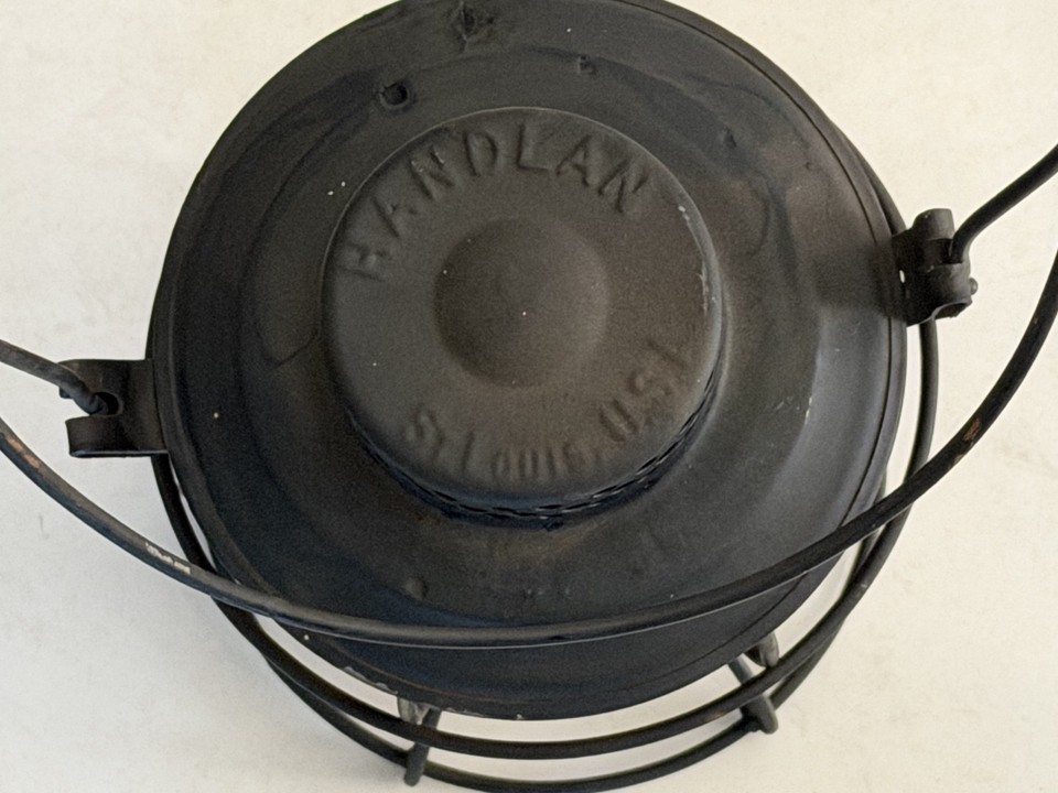 2 Antique Railroad Lanterns Black Metal Red Glass Globes Adlake Kero ...