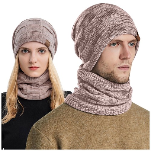 Men's Women's Winter Knitted Fleece Windproof Hood Scarf Coif Winter ...