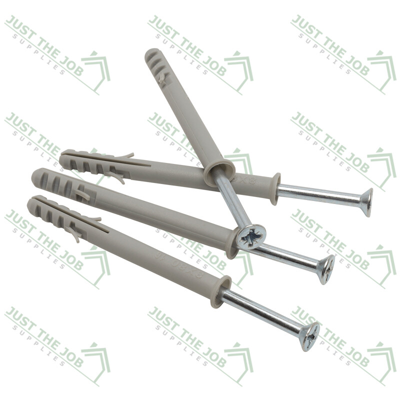 MASONRY NYLON FRAME FIXING M8 & M10 RAWL PLUG & SCREWS VARIOUS LENGTHS ...