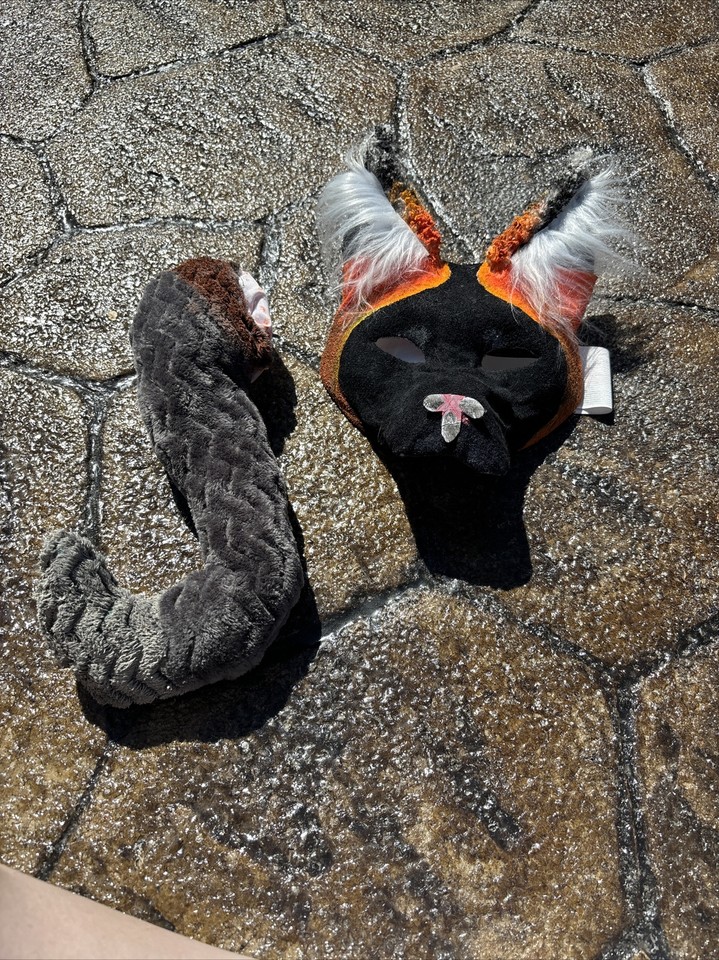 Therian Cross Fox Mask Made With Tail High Quality Tail + Mask | eBay