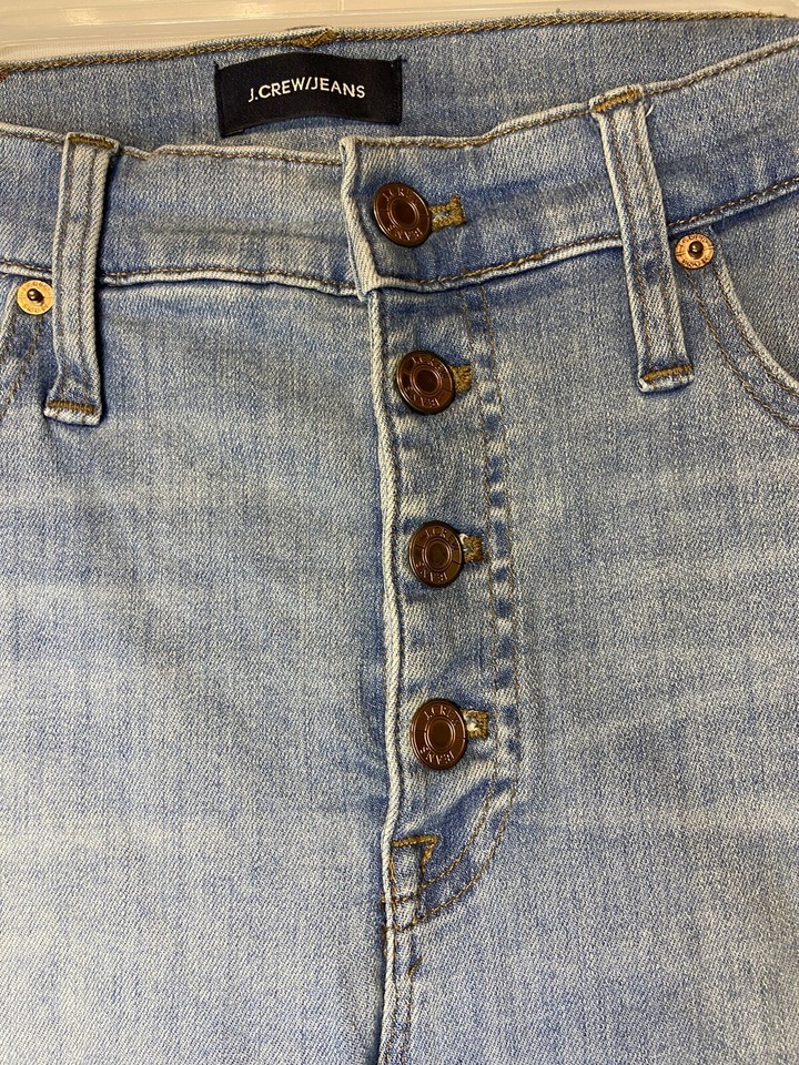 J. Crew Eco 9" high-rise Button Fly toothpick jean in light worn wash ...