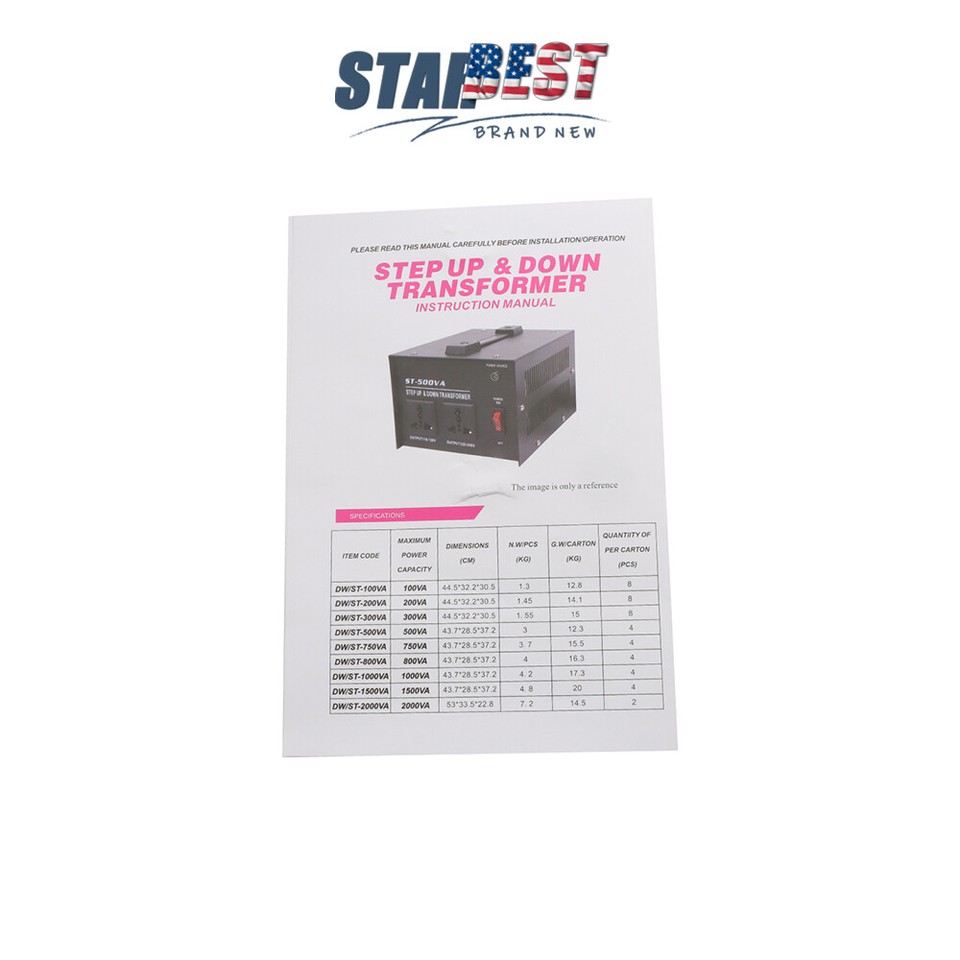 Voltage Converter Transformer Step Up/Down 110v to 220v/220v to 110v ...