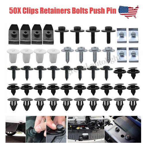50X Car Clips Screws Bolt Fastener Rivet Engine Fender Mudguard ...