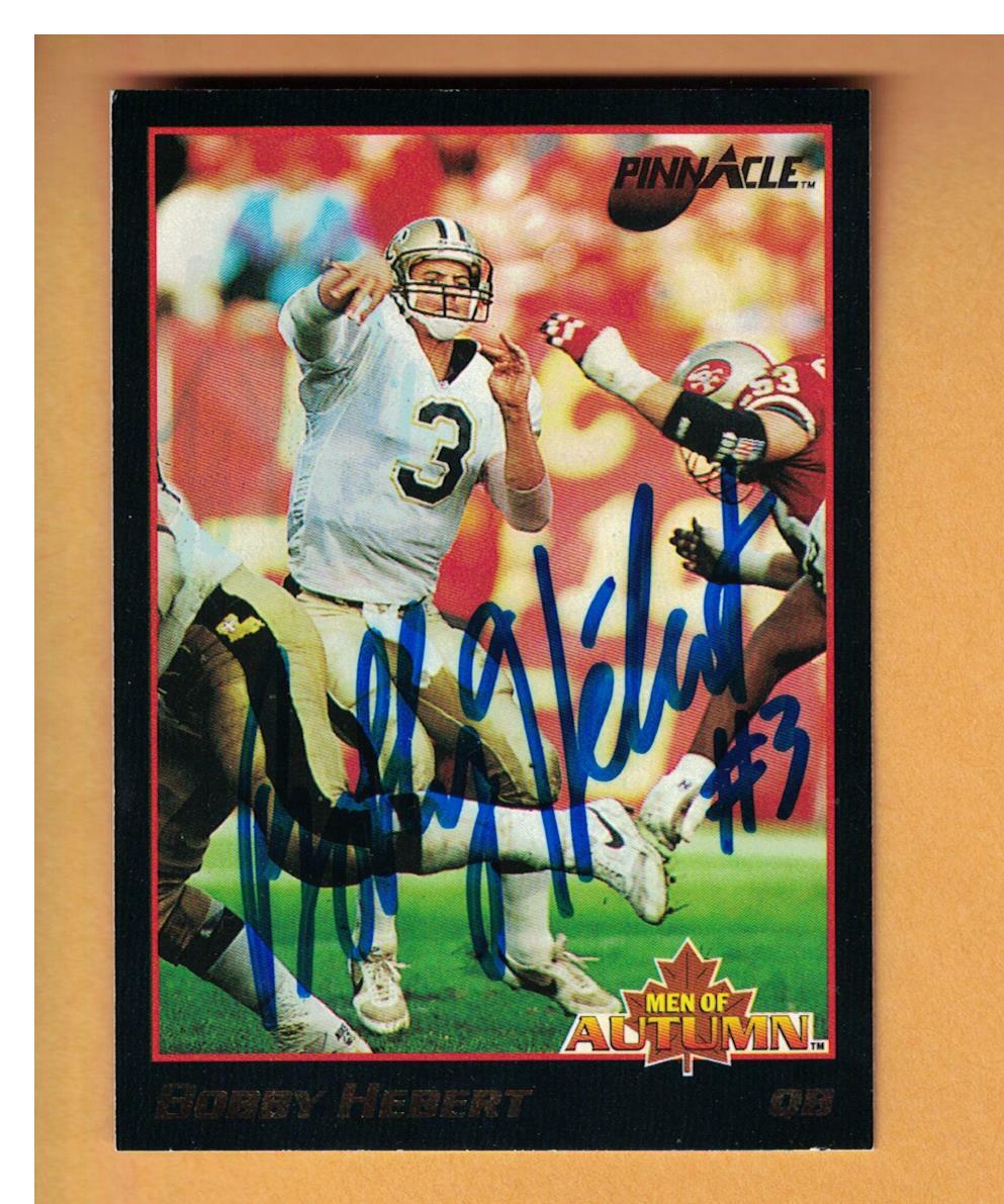 BOBBY HEBERT AUTOGRAPHED 1993 SCORE MEN OF AUTUMN FOOTBALL CARD SINGED ...