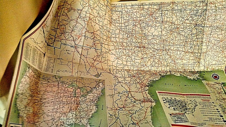 PHILLIPS 66 MAP CENTRAL UNITED STATES US H M GOUSHA CO LITHO USA 1950'S ...
