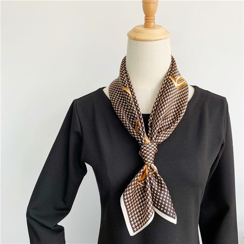 100% Silk Square Scarf Women neckerchief shawl Wrap Black Brown Plaid ...
