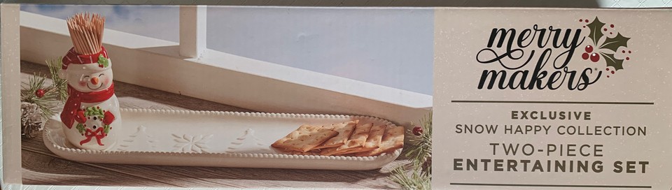 The PAPER STORE Merry Makers 2 Pc ENTERTAINING SET Ceramic Snowman ...