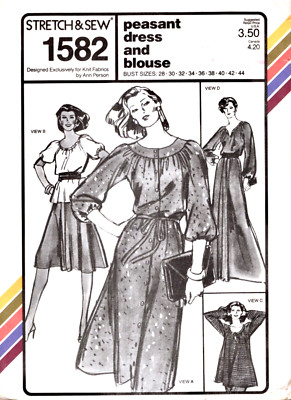 Peasant Dress and Blouse Stretch & Sew Pattern 1582 Ann Person | eBay