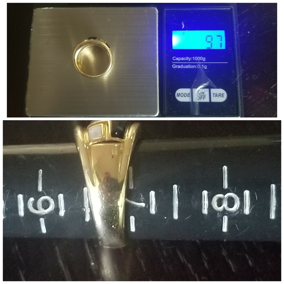 Asch Grossbardt 14k Gold Multi Gemstone Inlay Ring-Diamond Onyx MOP ...