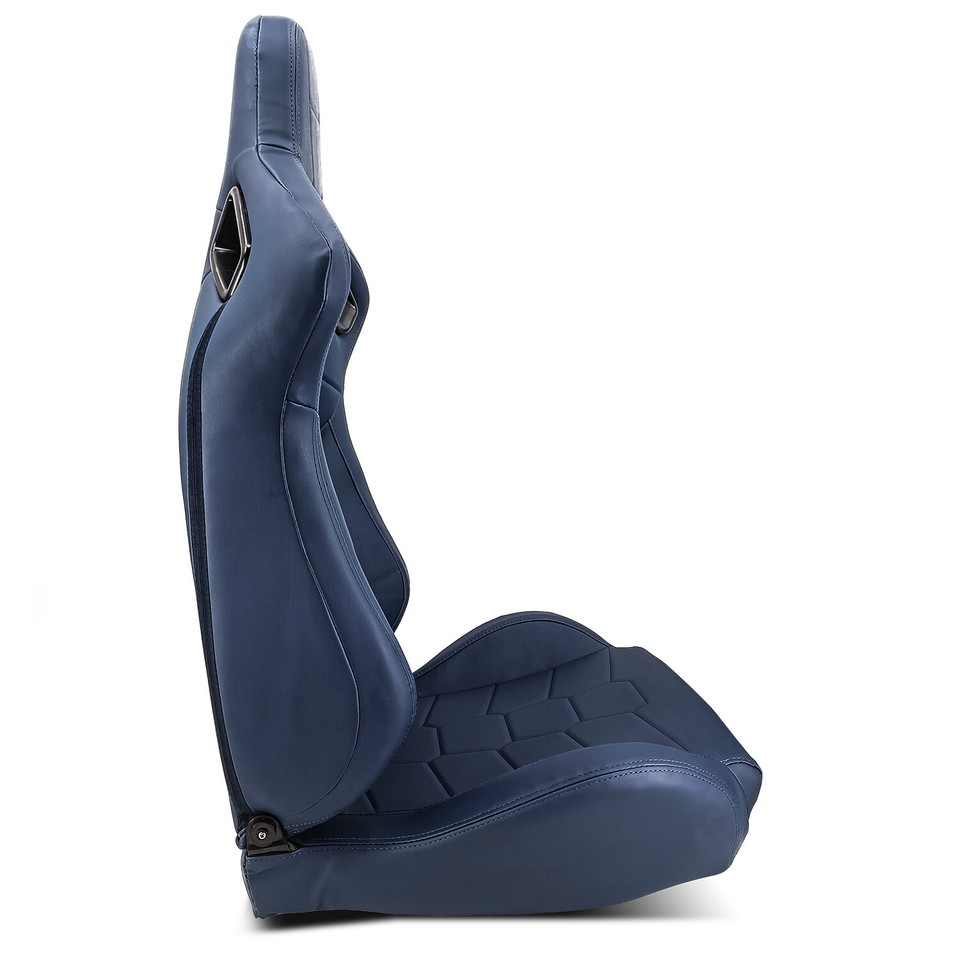 JDM Reclinable Premium PVC Main Blue Racing Seats Slider Car Seats Pair ...