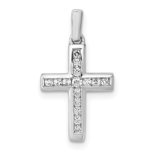14k White Gold 1/6ct. Diamond Latin Cross Pendant Perfect Gift for Her ...