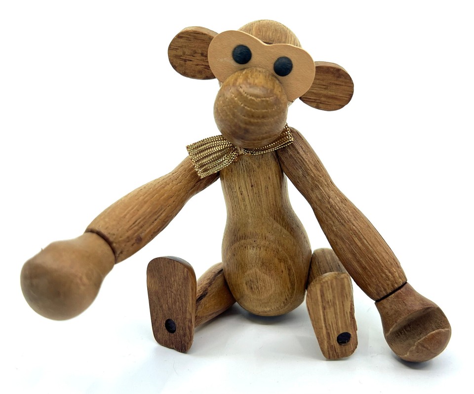 Zoo Line Wooden Toy Monkey 4.5in MCM 1958 Jointed Signed Vintage foot ...