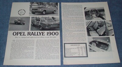 1971 Opel Rallye 1900 Vintage Road Test Info Article "They've Changed ...