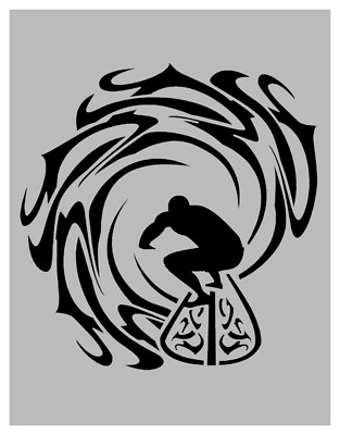 Surfs Up Surfer Surfing Waves Stencil 8.5" x 11" Custom Stencil Sheet ...