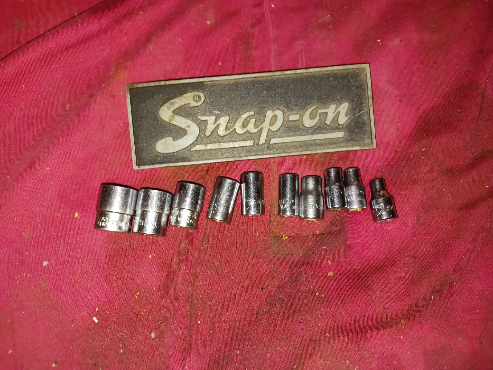 Vintage Snap On Socket Set 1/4" Dr 10pcs 3/16"-9/16" 6pt NICE!+ 2 exts ...