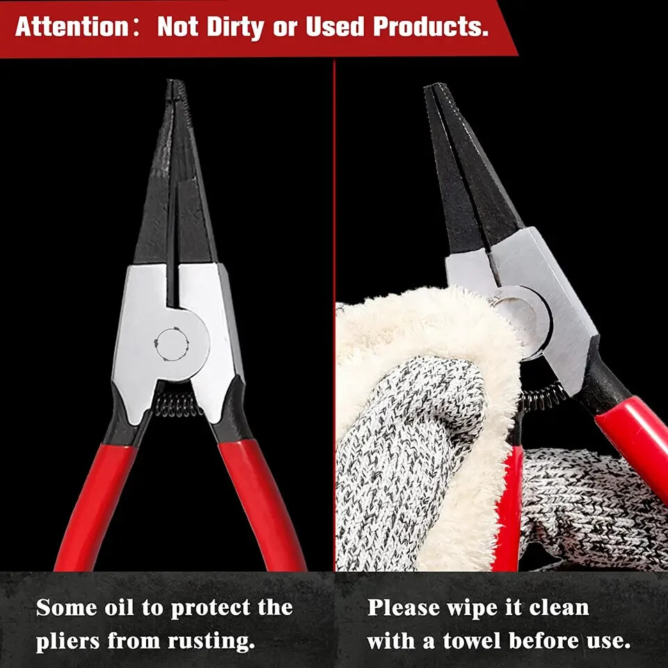 2 PCS Heavy Duty Lock Ring Pliers Set Flat Snap Ring Pliers Special ...