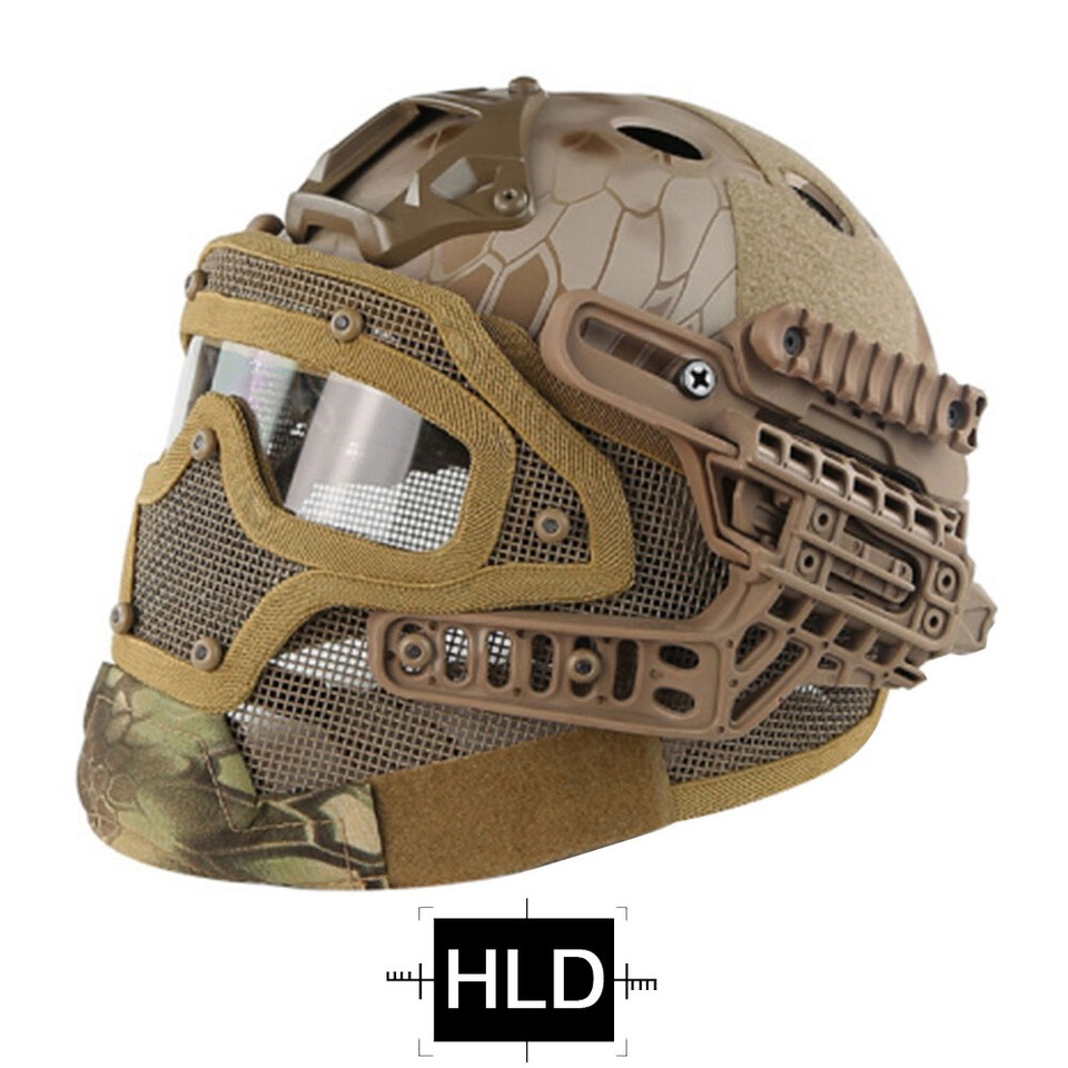 Tactical G4 Helmet Full Face Mesh Mask Goggles Armor Protective PJ FAST ...