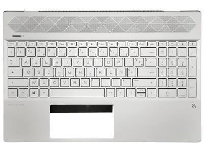 HP Pavilion 15-CW 15-CS Palmrest Cover Keyboard French Silver Backlit ...