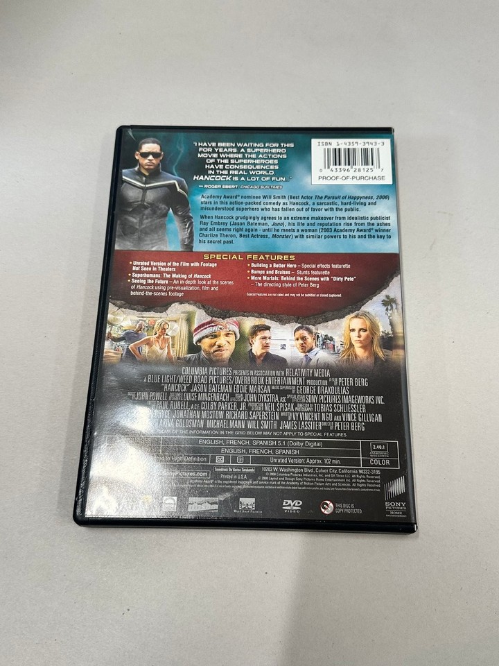 Hancock DVD 2008 Unrated Edition Will Smith Charlize Theron | eBay UK