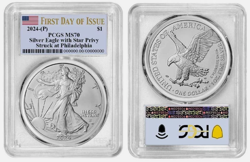 2024 (P) $1 American Silver Eagle *Star Privy* PCGS MS70 - First Day of Issue | eBay
