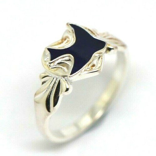 Size G Sterling Silver Single Heart Signet Ring Enamel Blue Bird | eBay ...