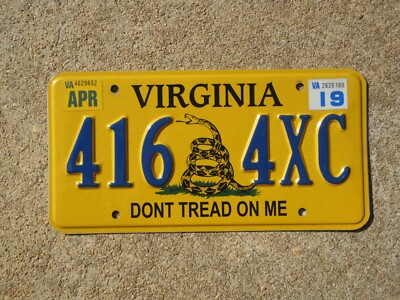 Virginia Dont Tread on Me License Plate Snake Gadsden Flag Don't VA ...