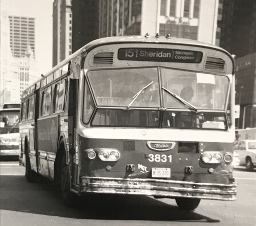 1985 Chicago Transit Authority CTA Bus #3831 Route 151 Sheridan B&W ...