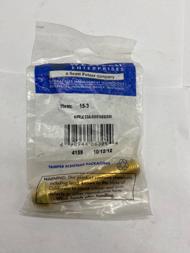 Western Enterprises 15-3 nipple CGA-500510580590 | eBay