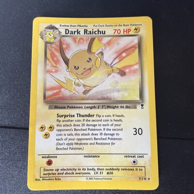Dark Raichu 83/82 Holo Rare Unlimited Team Rocket Pokemon Collectable ...