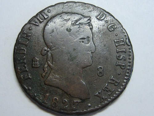 1827 FERDINAND VII 8 MARAVEDI SEGOVIA MINT SPAIN SPANISH COPPER COIN | eBay