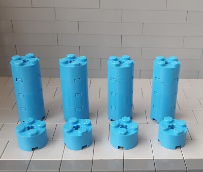 LEGO 20 Dark Azure (Blue) Round 2x2 Bricks Genuine and Unused FREE ...