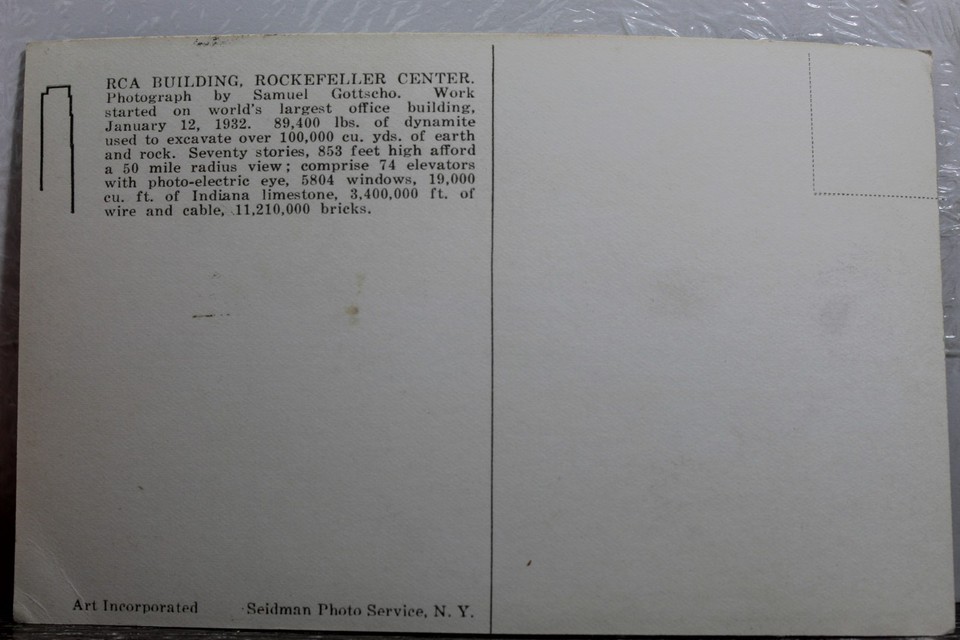 New York NY NYC Rockefeller Center RCA Building Postcard Old Vintage ...