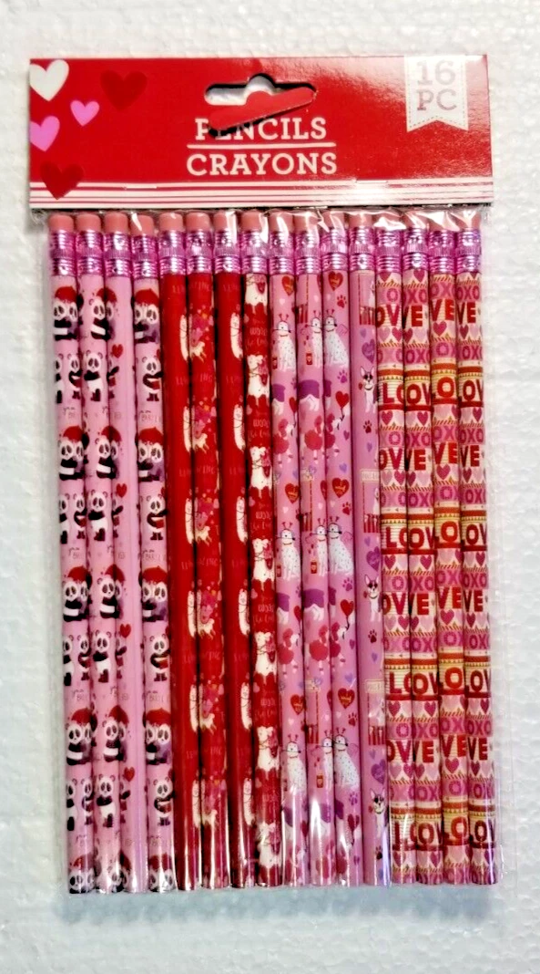 Valentine Pencils With Eraser Toppers