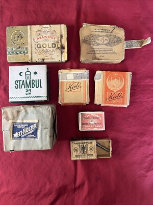 WWII WW2 German Original Cigarette Pack Tin Contents Match Box Matchbox ...