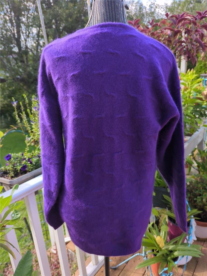 PURPLE 45% ANGORA BLEND RAFAELLA SWEATER-42" BUST-NEW OLD STOCK-HONG ...