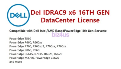 iDRAC9 x6 DataCenter License Key for DELL PowerEdge 16th R360 R760 ...