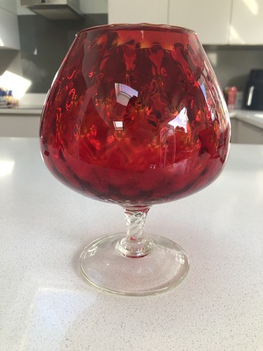 Vintage XL Red Brandy Glass - Twisted Stem - 19cm Tall - RARE Design | eBay