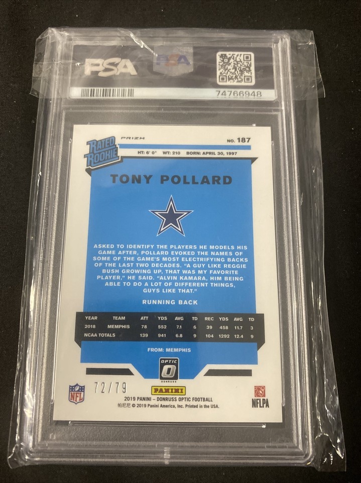 2019 Donruss Optic /79 Tony Pollard Orange Scope RC #187 PSA 10 | eBay